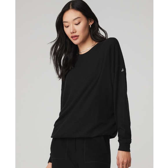 ALO Yoga | Tops | Alo Yoga Soho Pullover L Black | Poshmark